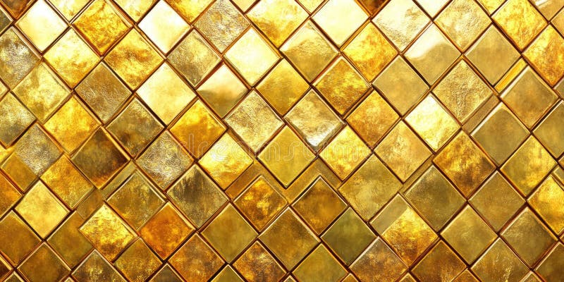 Golden Mosaic Tile Pattern with Shimmering Reflections Background Stock ...