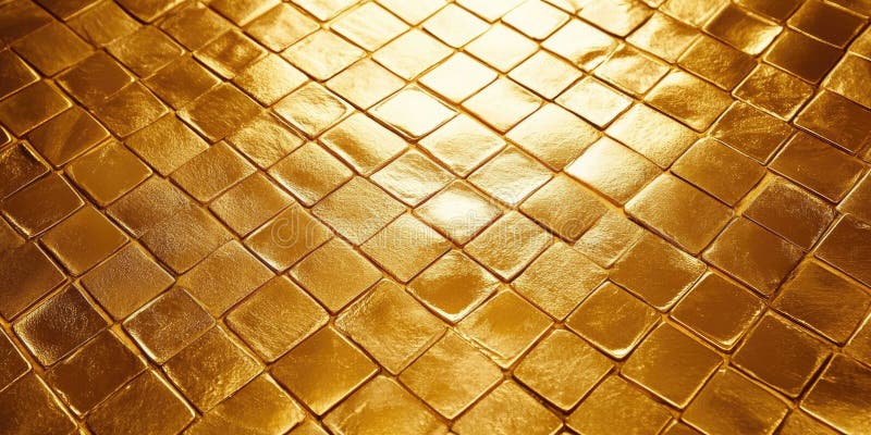 Golden Mosaic Tile Pattern with Shimmering Reflections Background Stock ...