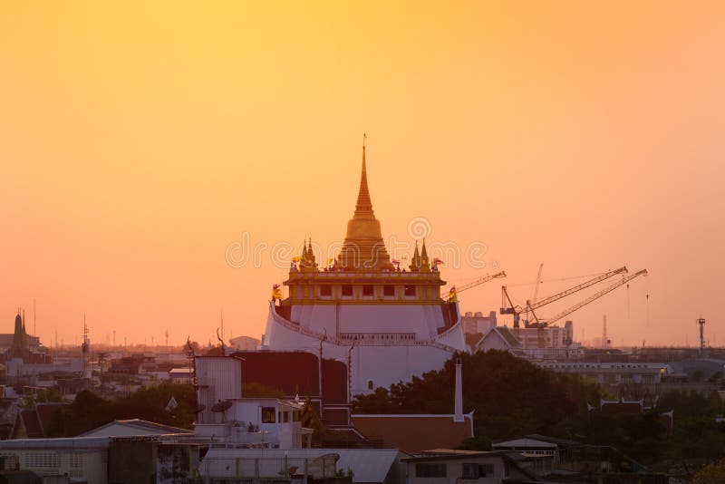 Golden Mount Temple at Sunset , Bangkok , Thailand Stock Photo - Image ...