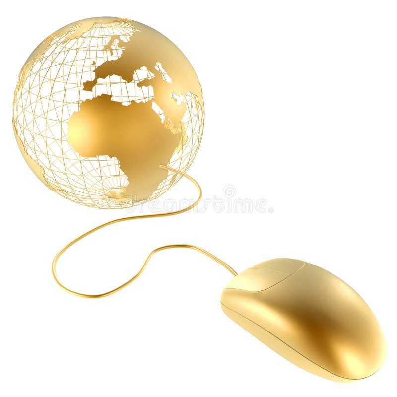 Golden mouse and globe stock illustration. Illustration of trade - 3148822