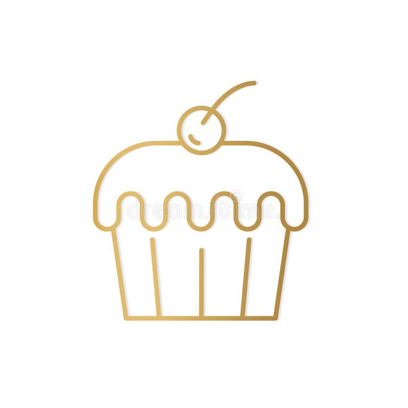 Golden Muffin, Cupcake Cake Icon Stock Vector - Illustration of sweet ...