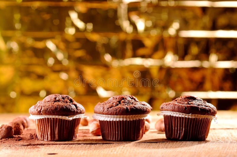 Golden muffins stock photo. Image of powder, scoop, cacao - 36204868
