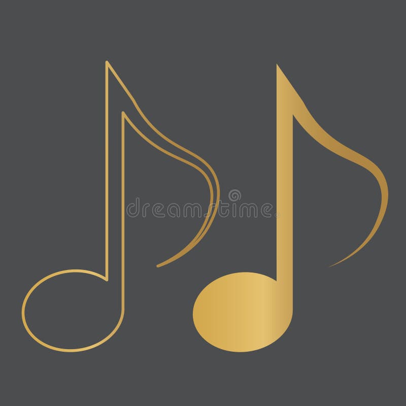 Golden music note icon stock vector. Illustration of performance ...