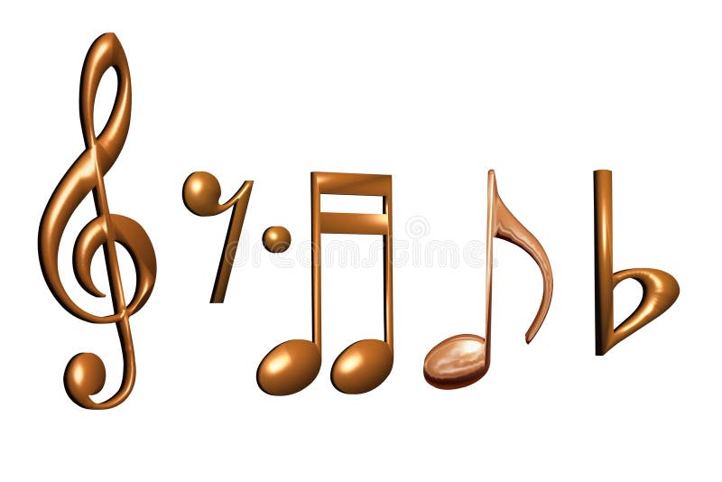 Golden music notes stock illustration. Illustration of treble - 4207534