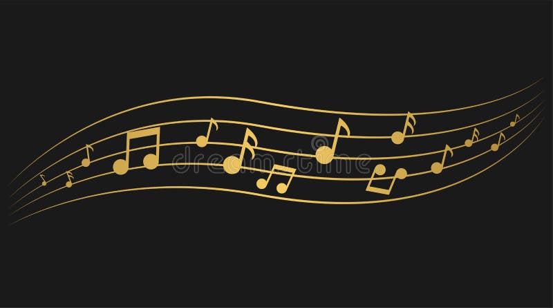 Golden Music notes stock vector. Illustration of disco - 193296225