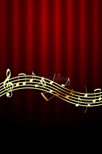 Golden Music Notes on Red Background Stock Illustration - Illustration ...