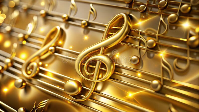 Golden Music Notes on a Sparkling Background Stock Image - Image of ...