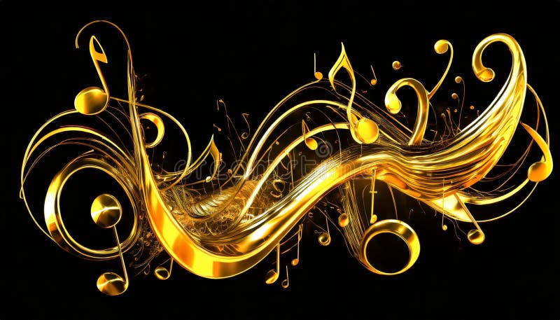Golden Music Notes and Tones Stock Illustration - Illustration of ...