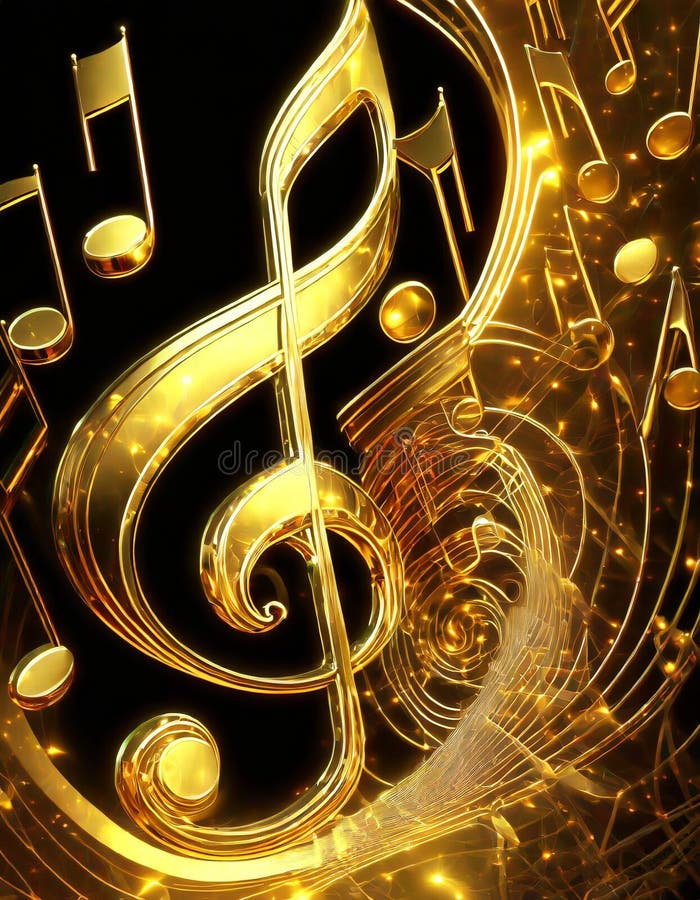 Golden Music Notes and Tones Stock Illustration - Illustration of ...