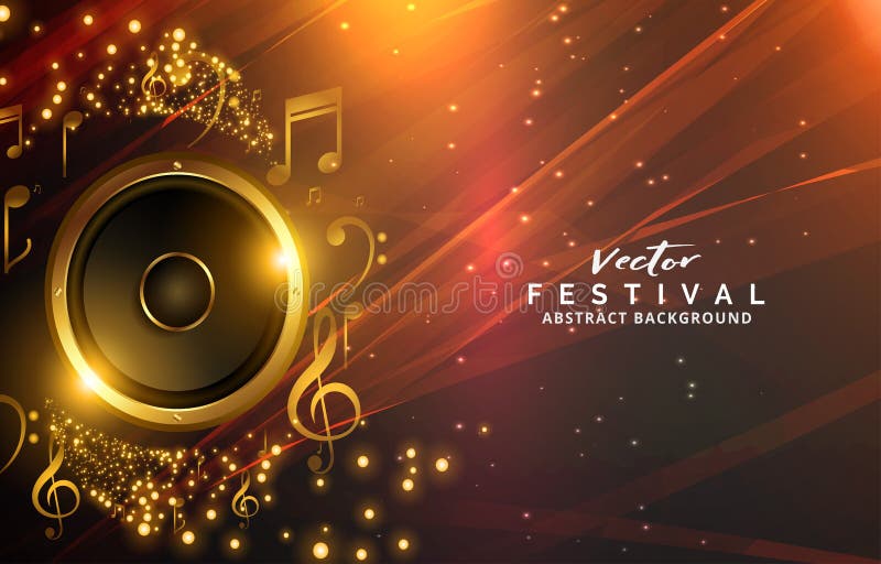 Golden Music Speaker with Shine Abstract Background Stock Vector ...