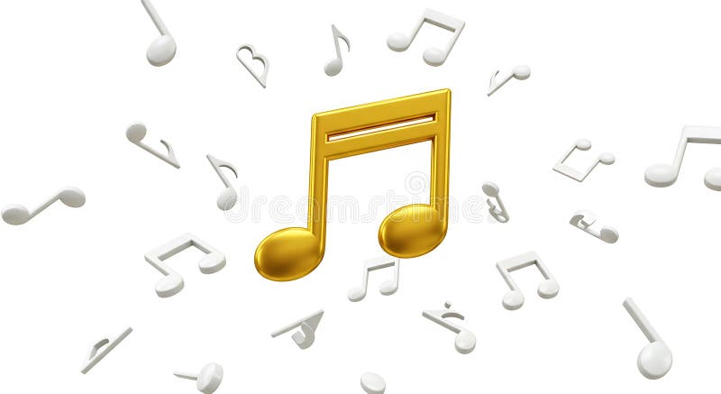 Golden Musical Note Prominently Centered, Surrounded by Smaller White ...