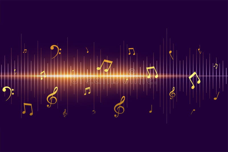 Golden Musical Notes with Audio Beat for Next Cover Track Stock Vector ...