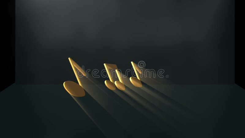 Golden Musical Notes Dance on the Stage with Lights Animation Stock ...