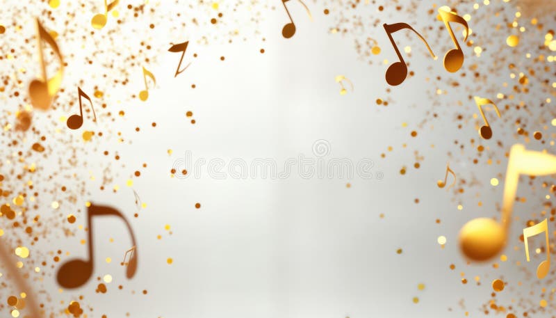 Golden Musical Notes Float Against White Background. Creative 3D ...