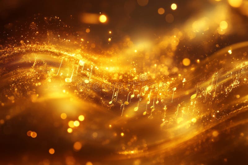 Golden Musical Notes Flowing on an Abstract Background Creating a ...