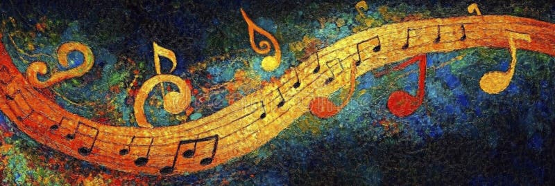 Golden Musical Notes Flowing through Textured Universe Stock ...