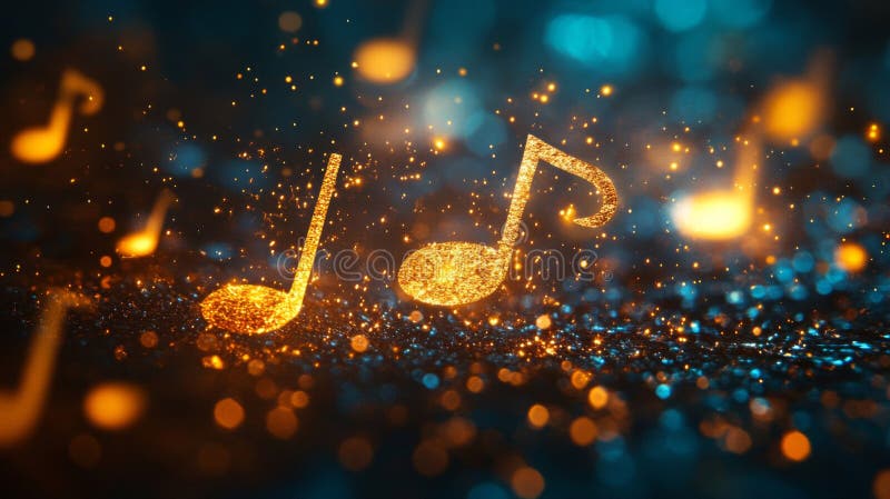 Golden Musical Notes Glitter Background Stock Illustration ...