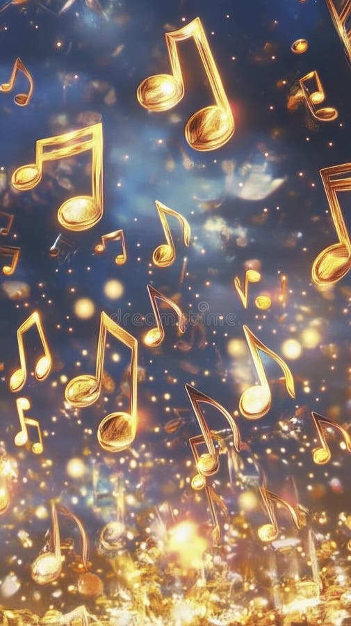 Golden Musical Notes Sparkle in Celestial Abstract Stock Illustration ...