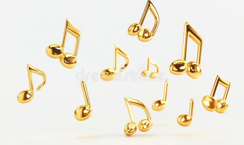 Golden Musical Notes on a White Background Stock Illustration ...