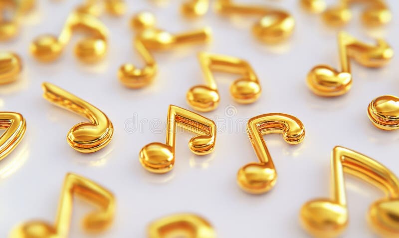 Golden Musical Notes on a White Background Stock Illustration ...
