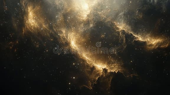 Golden Nebula in Dark Space Stock Illustration - Illustration of ...