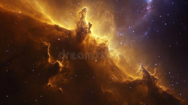 Golden Nebula in Deep Space Stock Illustration - Illustration of ...