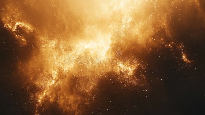 Golden Nebula with Scattered Stars in a Dark Sky Stock Illustration ...