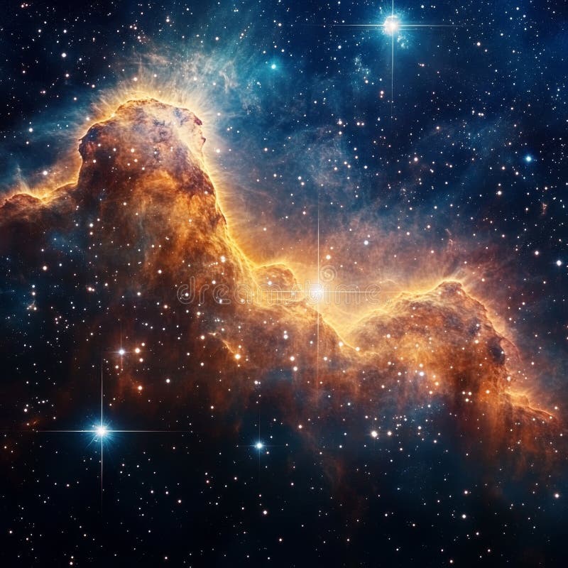 Golden Nebulae Cosmic Clouds Interstellar Dust Stock Photos - Free ...