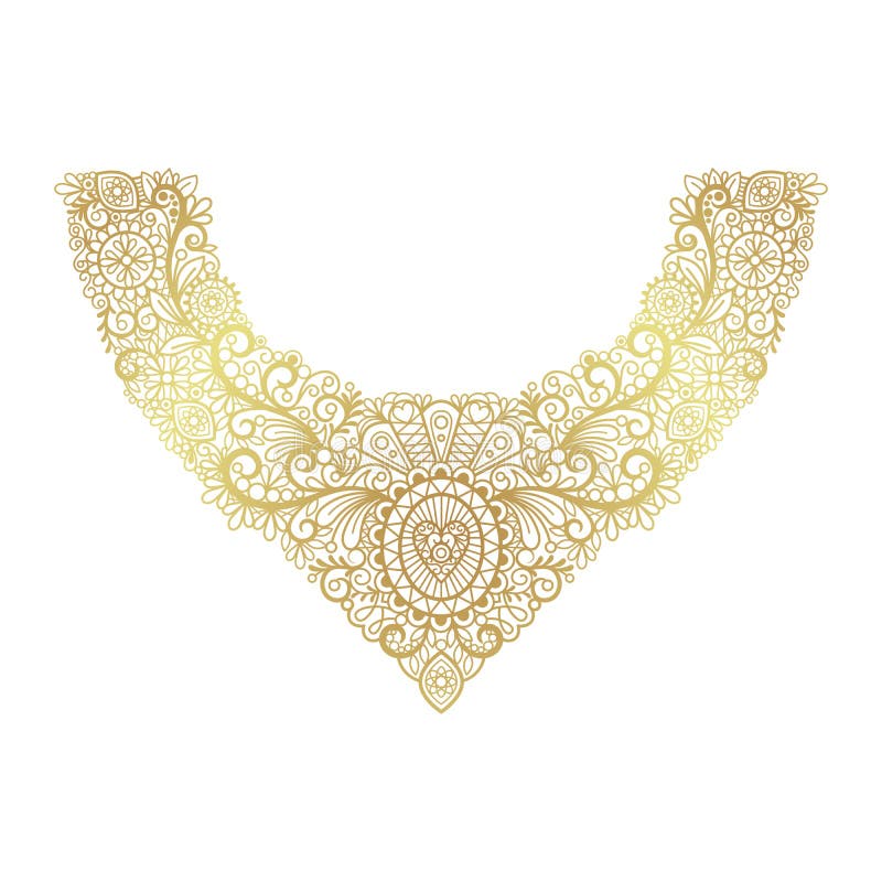 Neckline Ethnic Print Design And Border Pattern Stock Vector Illustration Of Embroidery