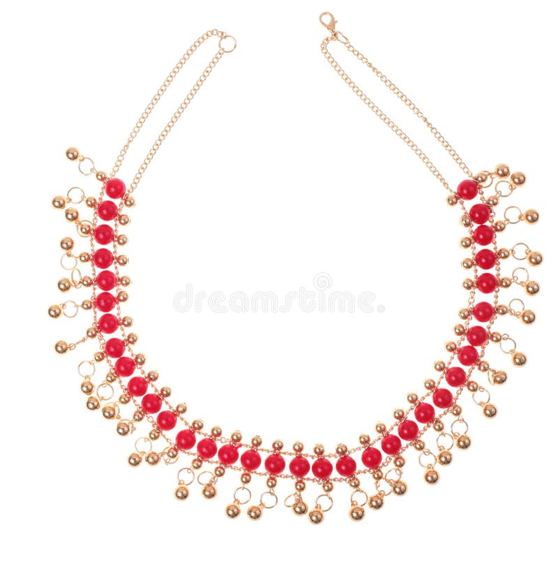 Golden Necklace With Red Gems Picture. Image: 4965755