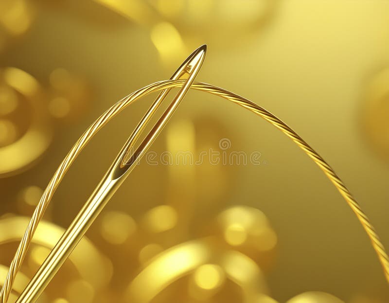 Golden needle and thread stock illustration. Illustration of metal ...