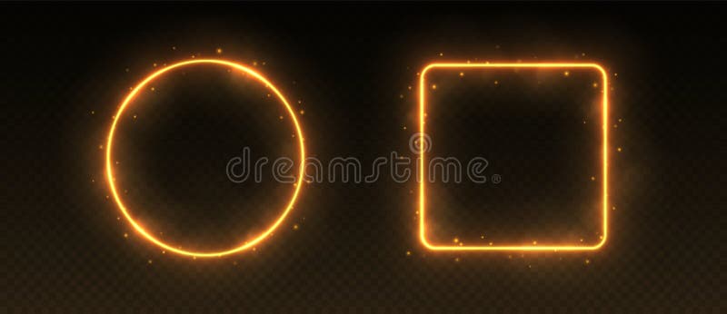 Golden Neon Frames with Smoke and Sparkles, Fire Borders Concept ...