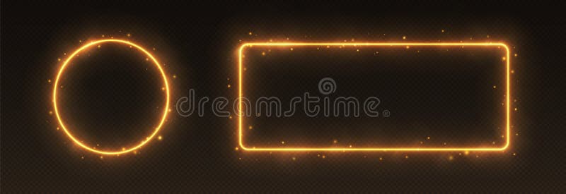 Golden Neon Frames with Smoke and Sparkles, Fire Borders Concept. Stock ...