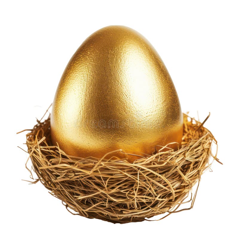 Golden Nest Egg Side View Isolate Stock Photo - Illustration of ...