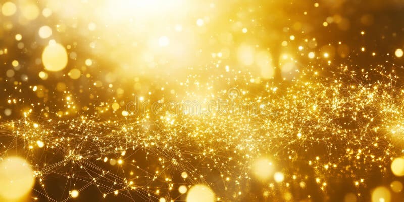 Golden Network, Abstract Background with Interconnected Points, Lines ...