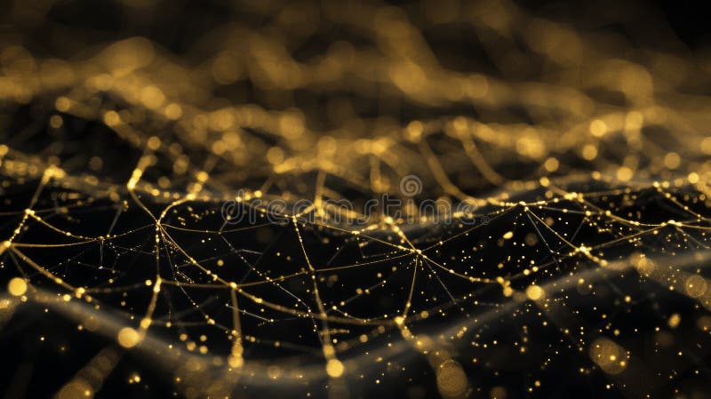 Golden Network Abstract Background, Modern Technology and Communication ...