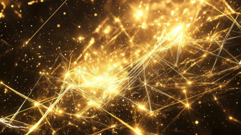 Golden Network, Abstract Glittering Connections Stock Illustration ...