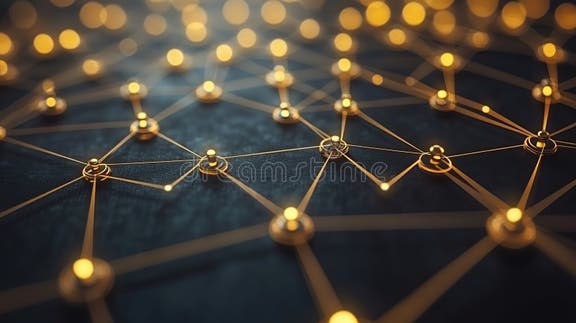 Golden Network of Interconnected Nodes Stock Photo - Image of ...