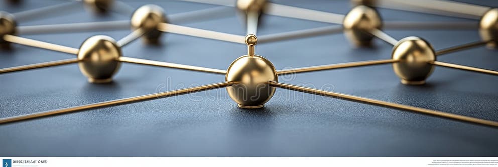 Golden Network Interconnected Nodes on Blue Background, Collaboration ...