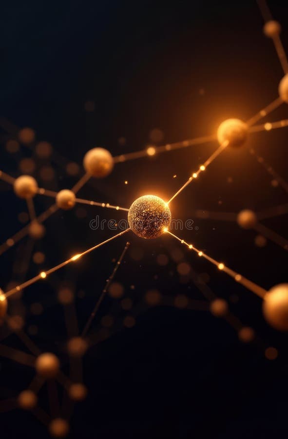 Golden Network Representing Connections and Data Flowing Stock ...