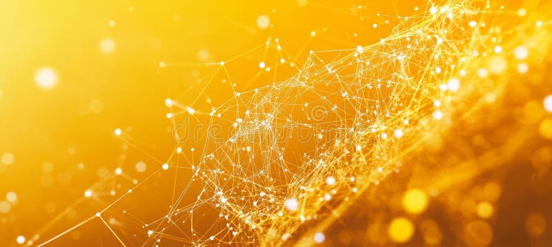 Golden Network Structure with Sparkling Lights for Technology, Science ...