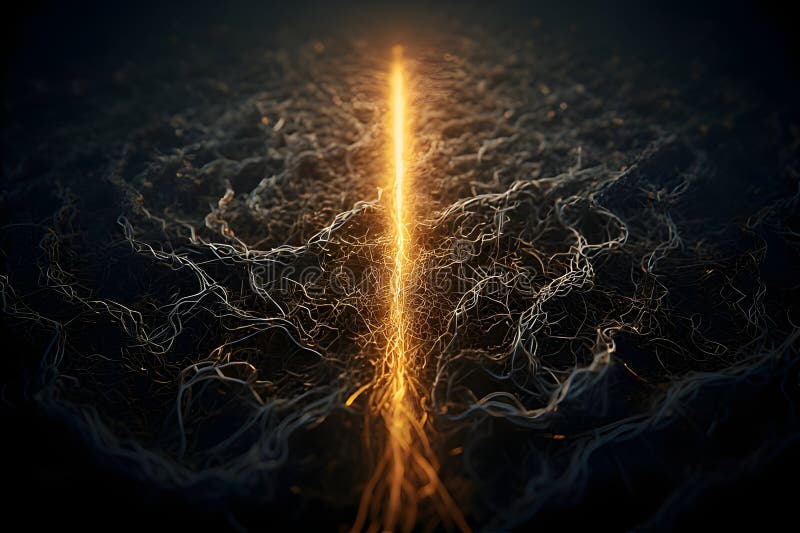 Golden Neural or Root Network in Abstract Style on Dark Background ...