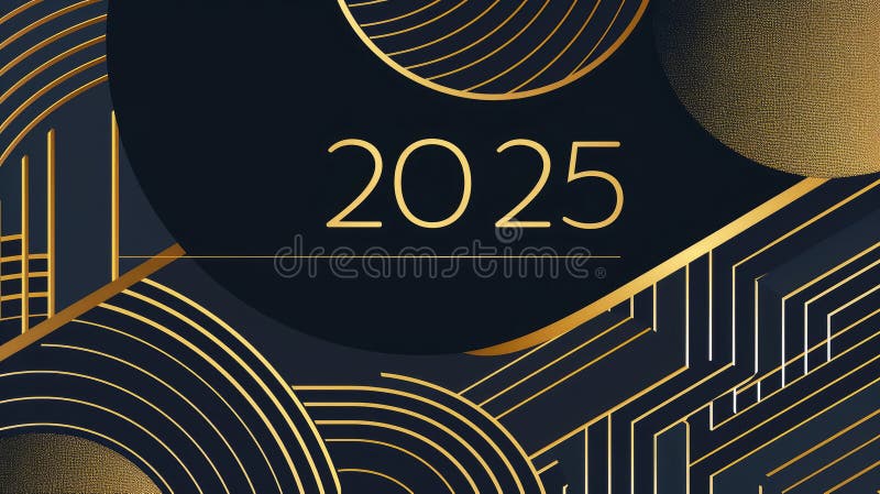 Golden 2025 New Year Background with Geometric Patterns. Modern and ...