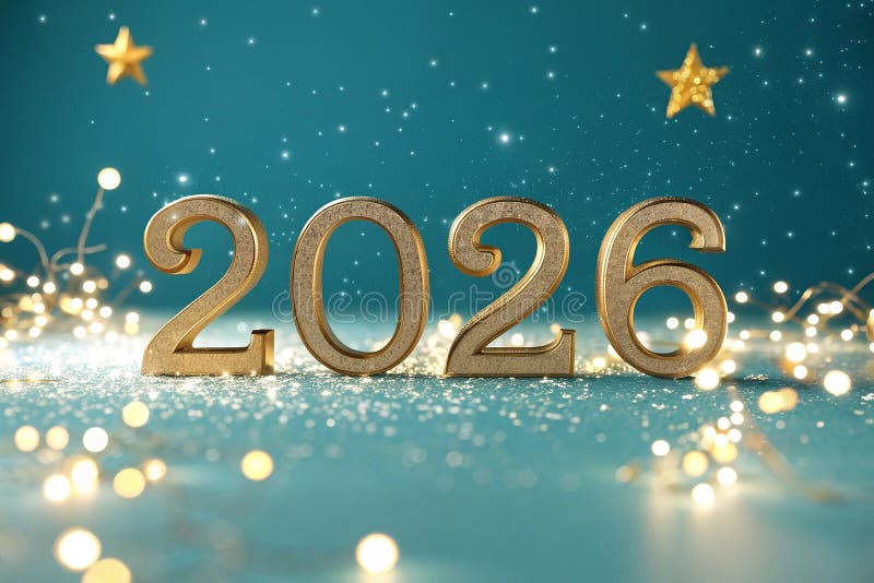 2026 Golden New Year Celebration Stock Illustration - Illustration of ...