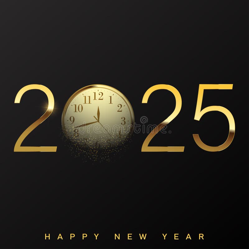 Golden New Year 2025 Countdown Clock with Sparkling Festive Design ...