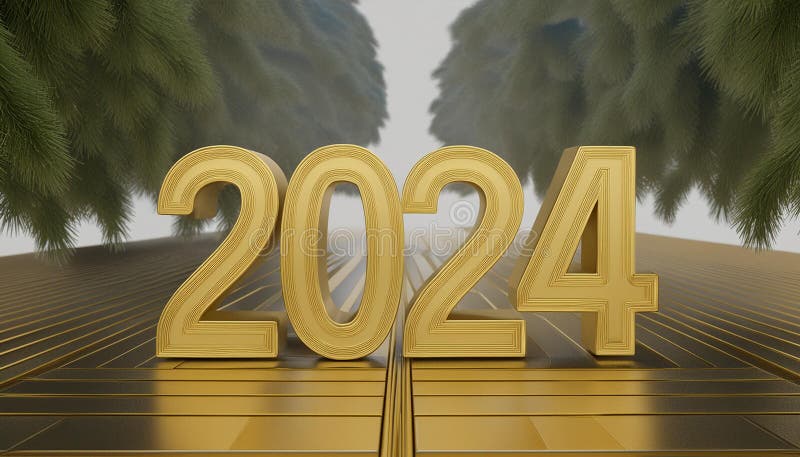 2024 Golden New Year Symbol 3d-illustration Stock Illustration ...