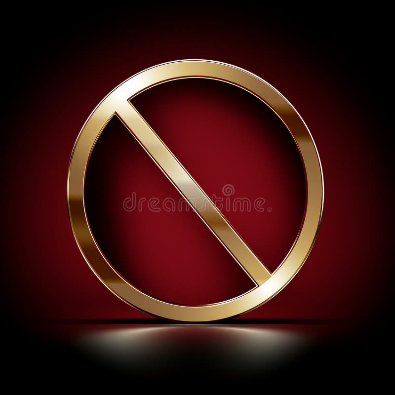 A Golden No Entry Sign on a Red Background Stock Illustration ...