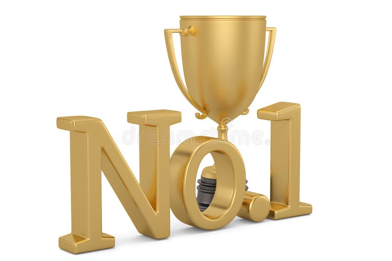 Golden No 1 Text with Crown Isolated on White Background 3D ...