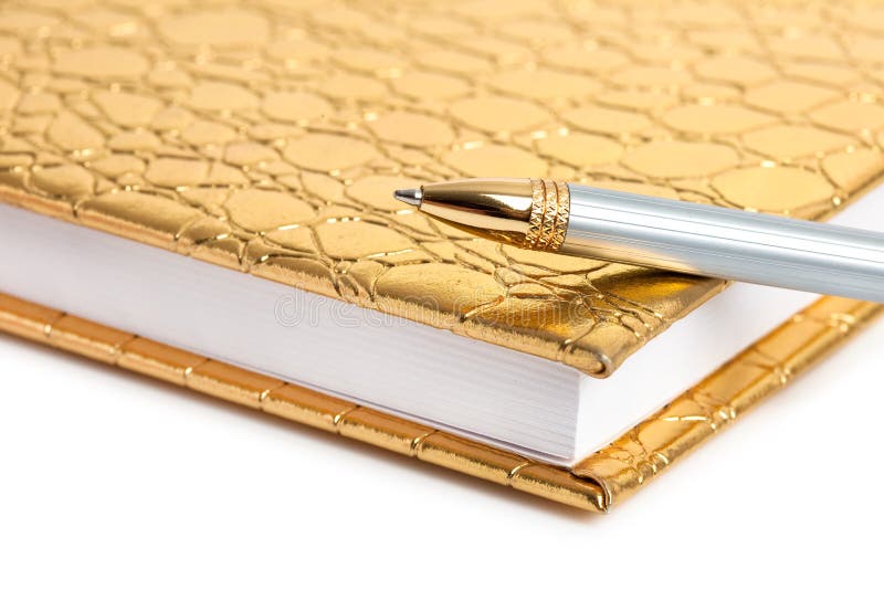 Golden notebook stock photo. Image of heap, memo, book - 13454490