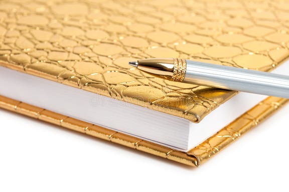 Golden notebook stock photo. Image of heap, memo, book - 13454490